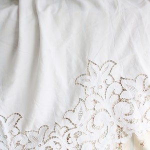 Magnificent Antique French Trousseau Sheet Pure Fil De Lin Embroidered ...