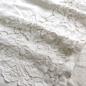 Magnificent Antique French Trousseau Sheet Pure Fil De Lin Embroidered ...