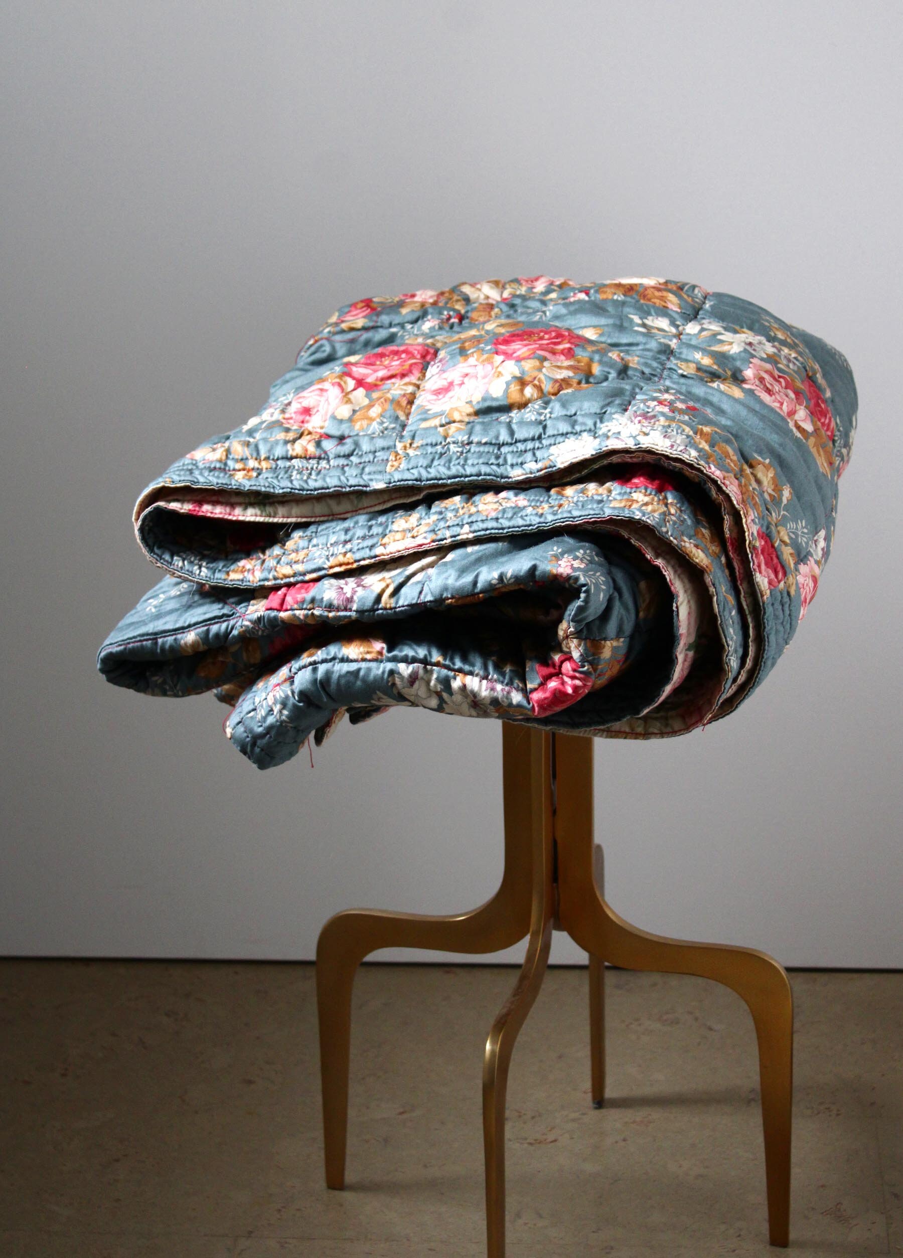 Boutis Style Quilt Cabbage Roses Shabby Chic French Provincial - Etsy