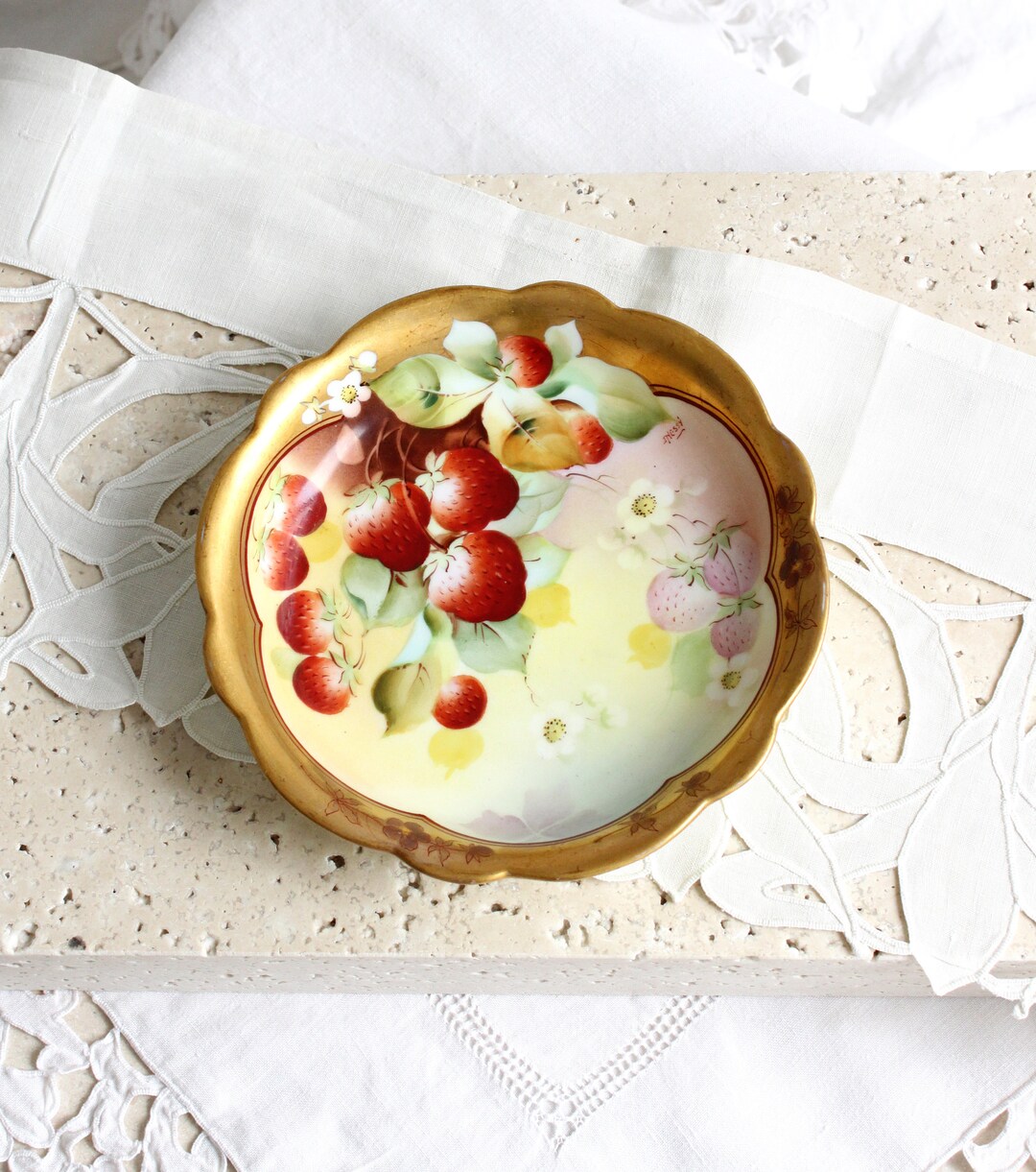 Antique Pickard JP Limoges Hand Painted Serving Bowl Signed H Reury ...