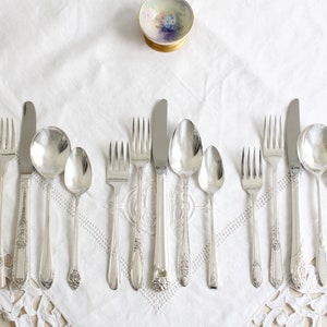 Mixed Silver Plated Cutlery Set Vintage Curated Art Deco Pattern ...