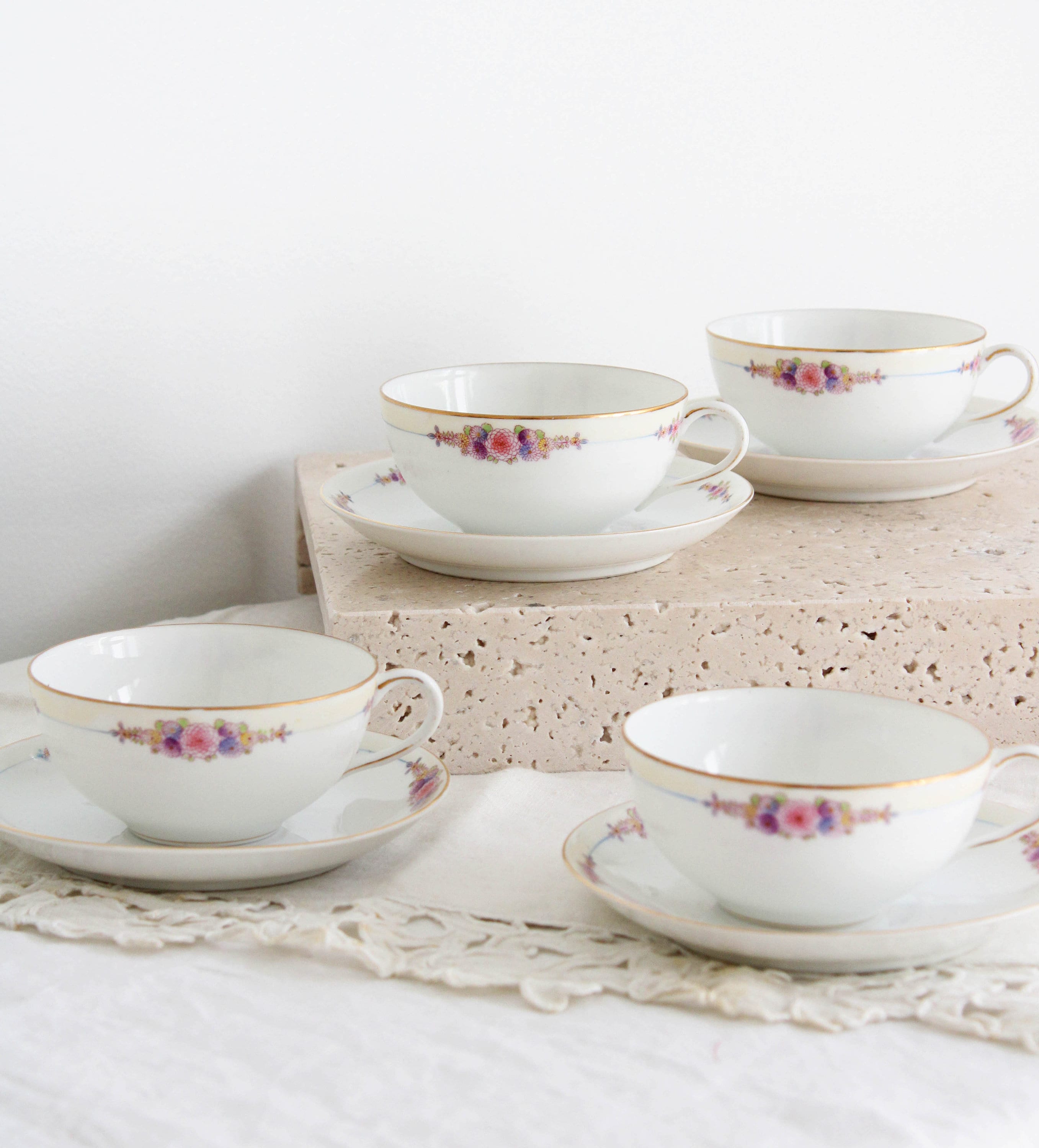 Antique Noritake Nippon Hand Painted Tea Cups & Saucers Set of - Etsy