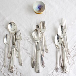 Mixed Silver Plated Cutlery Set Vintage Curated Art Deco Pattern ...