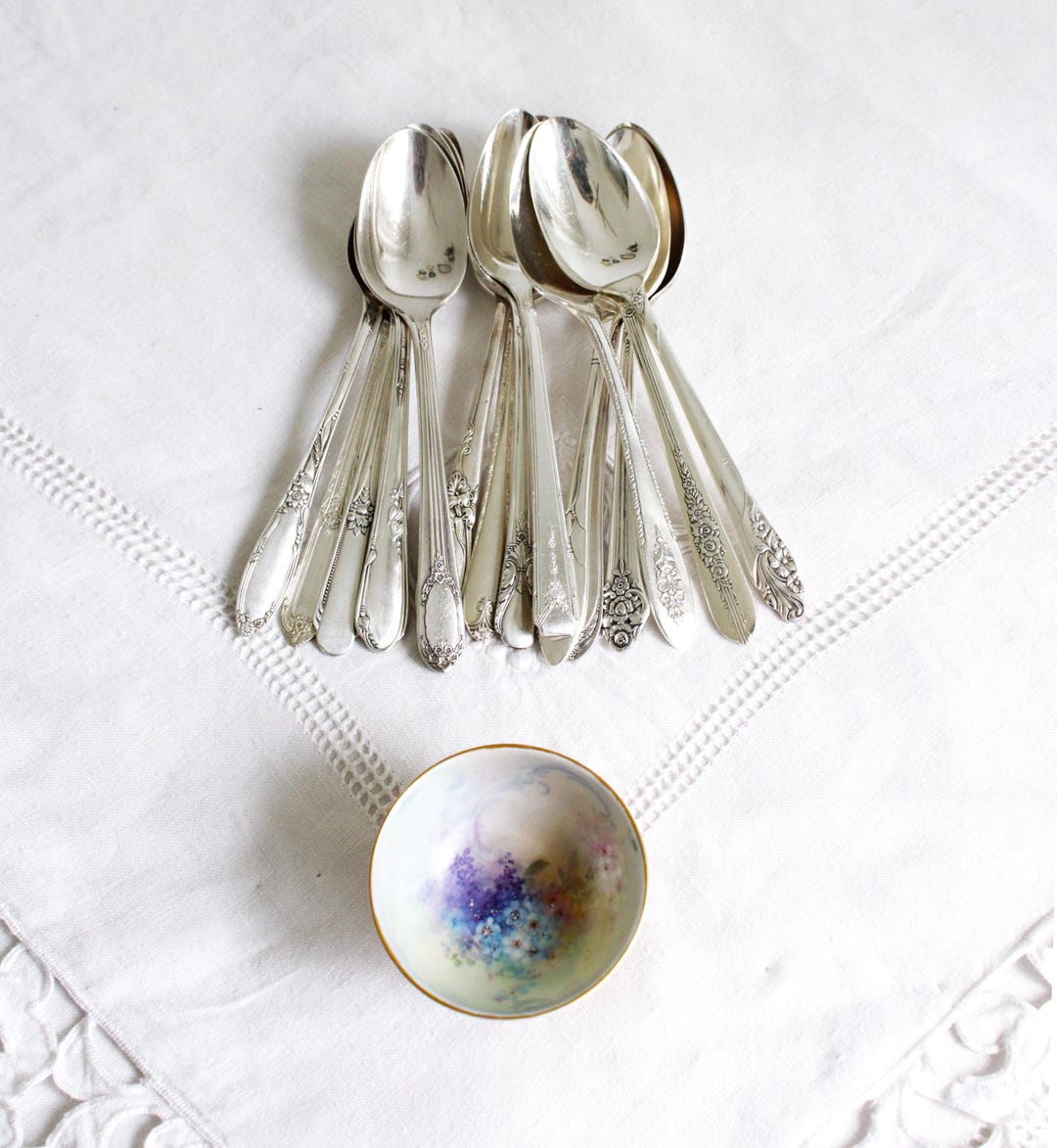 Vintage Silver Plated Teaspoons Mixed Art Deco Flatware Patterns ...
