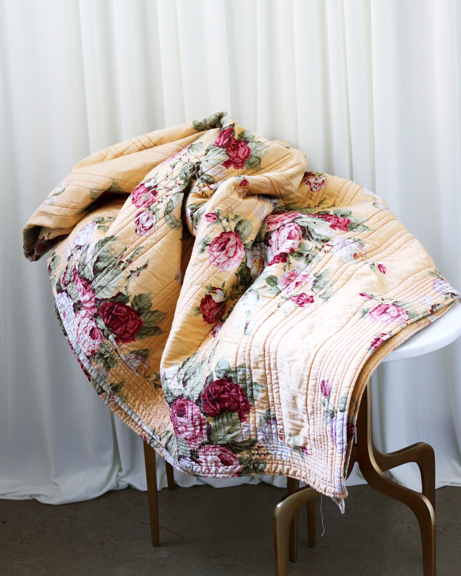 Boutis Quilt Handmade Queen Bed Vintage Floral Sheets Silk - Etsy