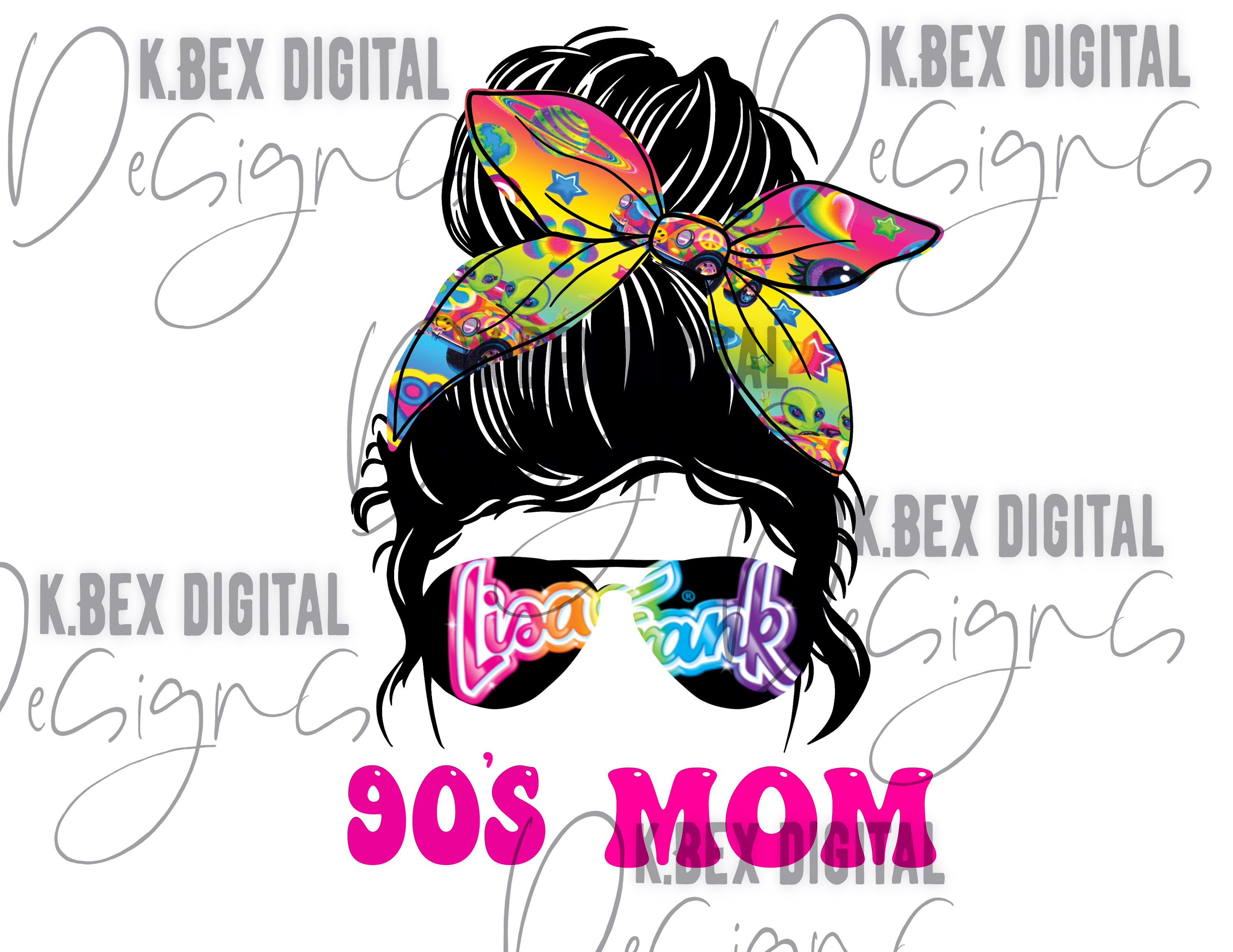 90s Rainbow Inspired 90s Mom Bun | 90s Girl Sublimation Png Design ...