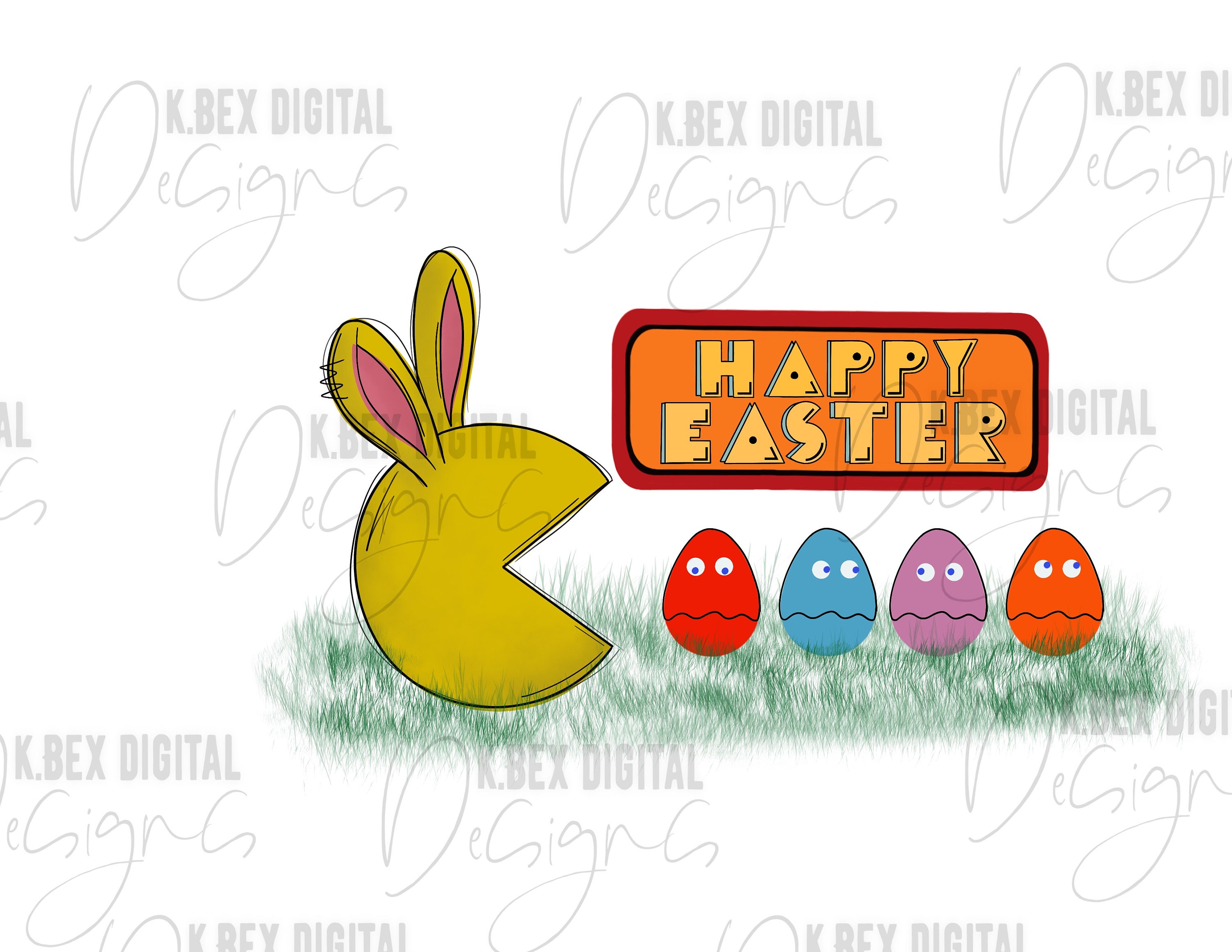 Happy Easter Pacman Video Game Sublimation Design Png - Etsy