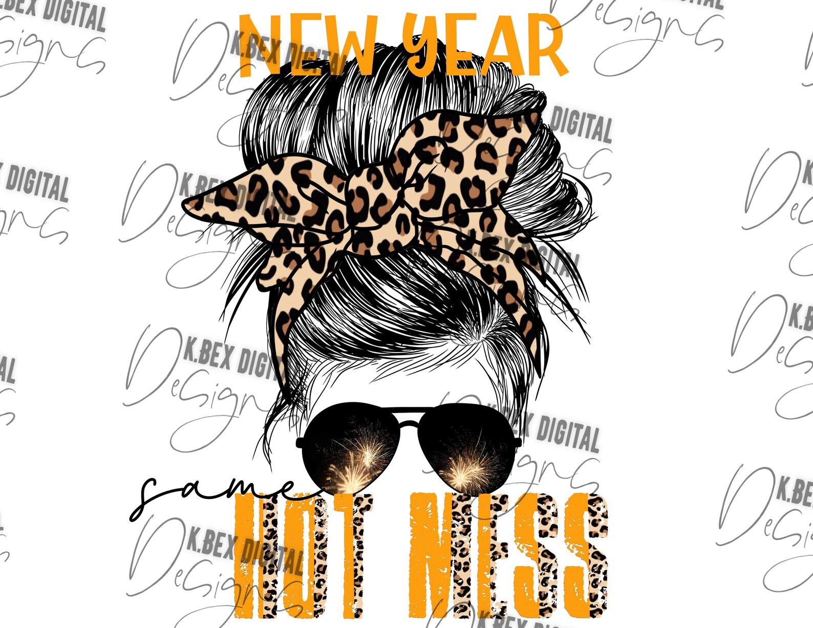 Mom Bun New Year | Hot Mess | Sublimation | Png Digital Design File - Etsy