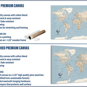 World Map Canvas and Poster. A Personalized Travel Map Perfect for Push ...