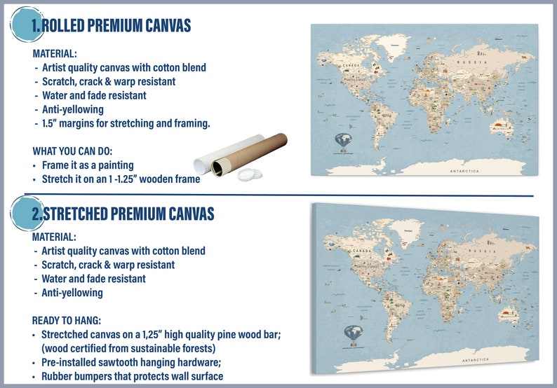 World Map Canvas and Poster. A Personalized Travel Map Perfect - Etsy
