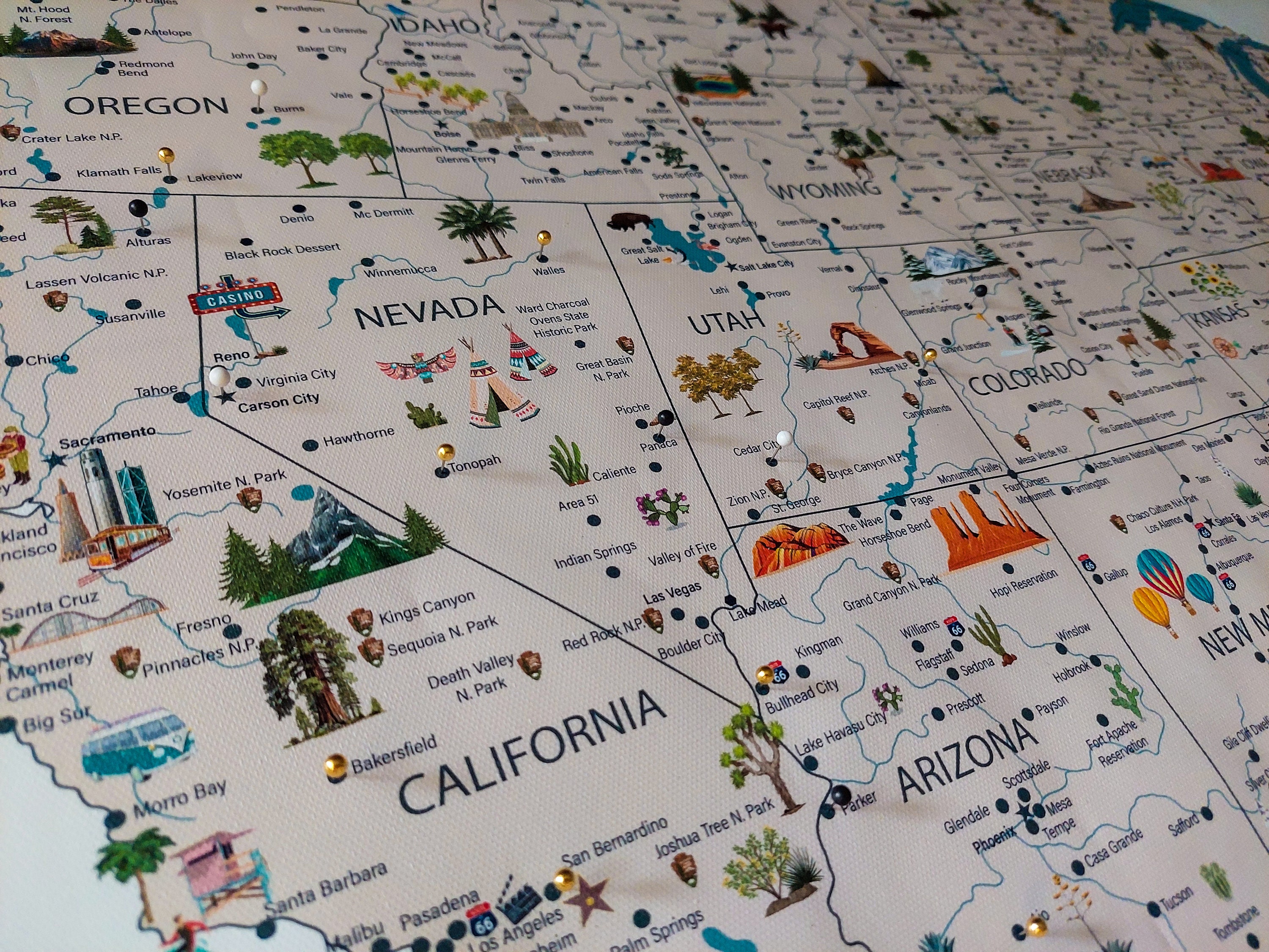 USA Travel Map Illustrated Map Personalized Travel Map - Etsy