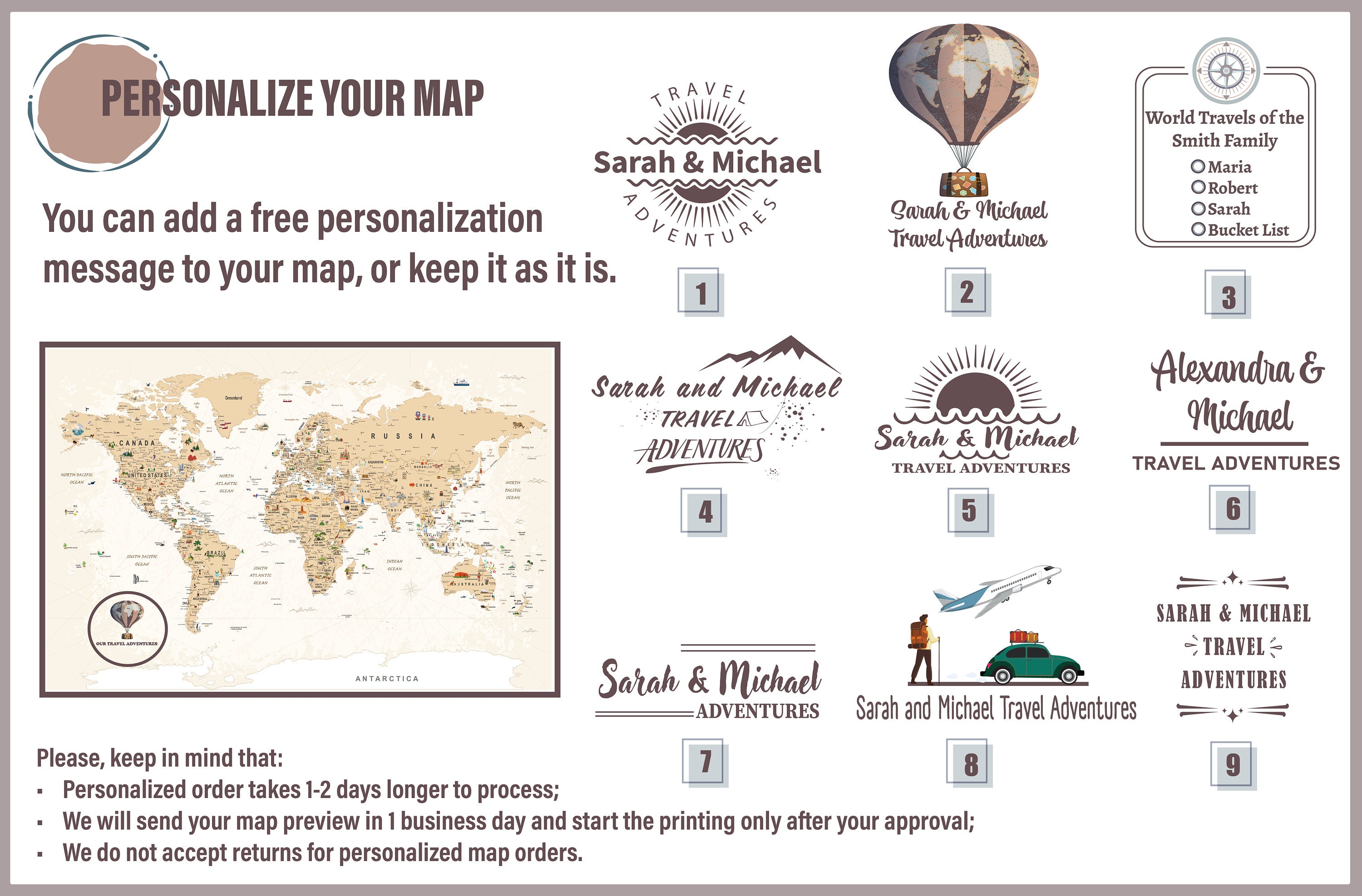 World Map Canvas and Poster. A Personalized Travel Map Perfect - Etsy