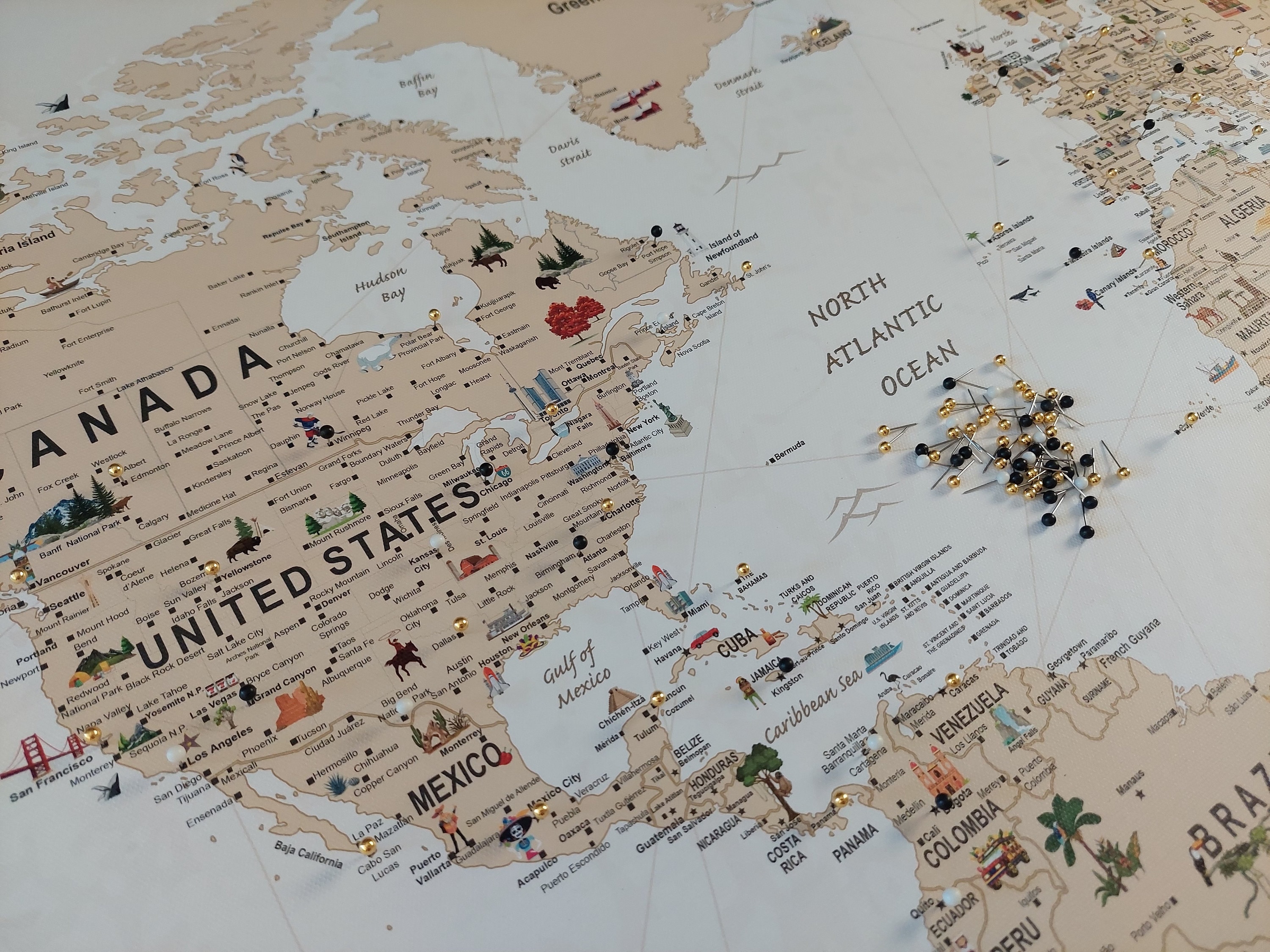 World Map Canvas and Poster. A Personalized Travel Map Perfect - Etsy