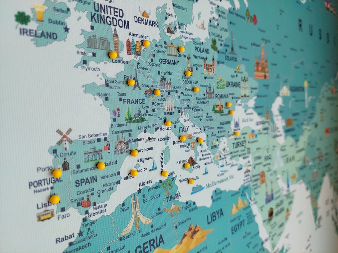 World Map Canvas and Poster. A Personalized Travel Map Perfect - Etsy