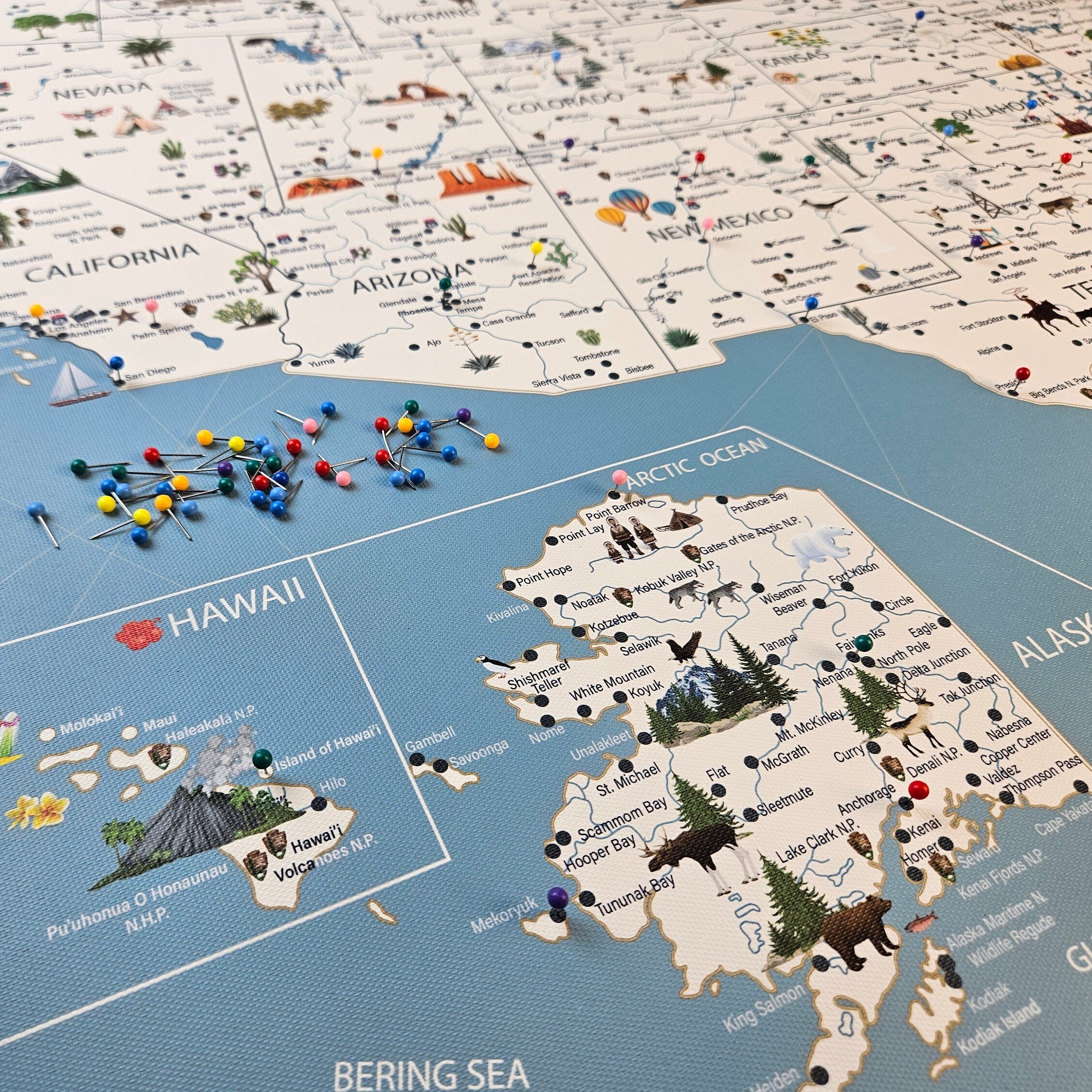 Personalized USA Travel Map - Custom National Parks Map - Push Pin Map ...