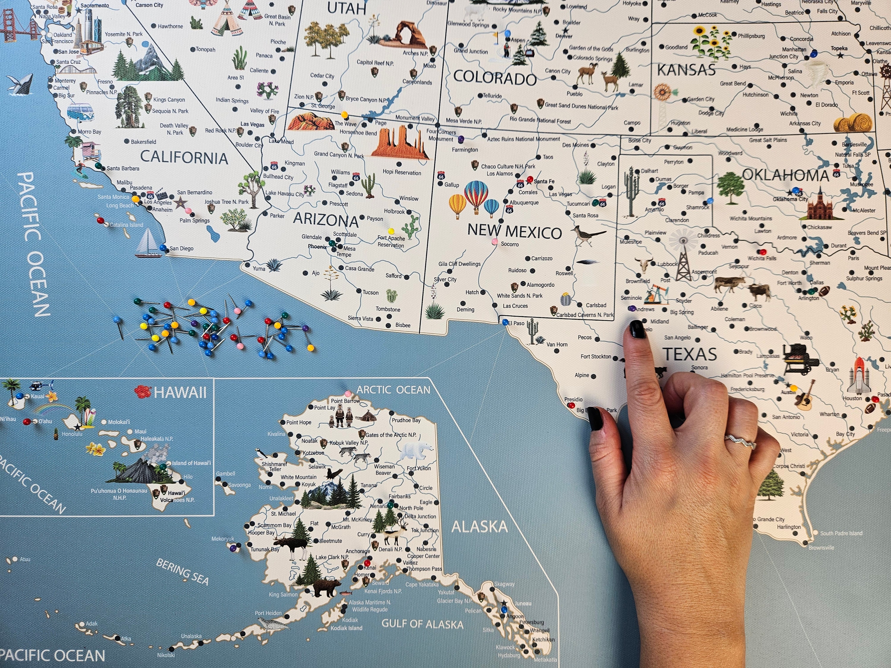 USA Travel Map Illustrated Map Personalized Travel Map National Parks ...