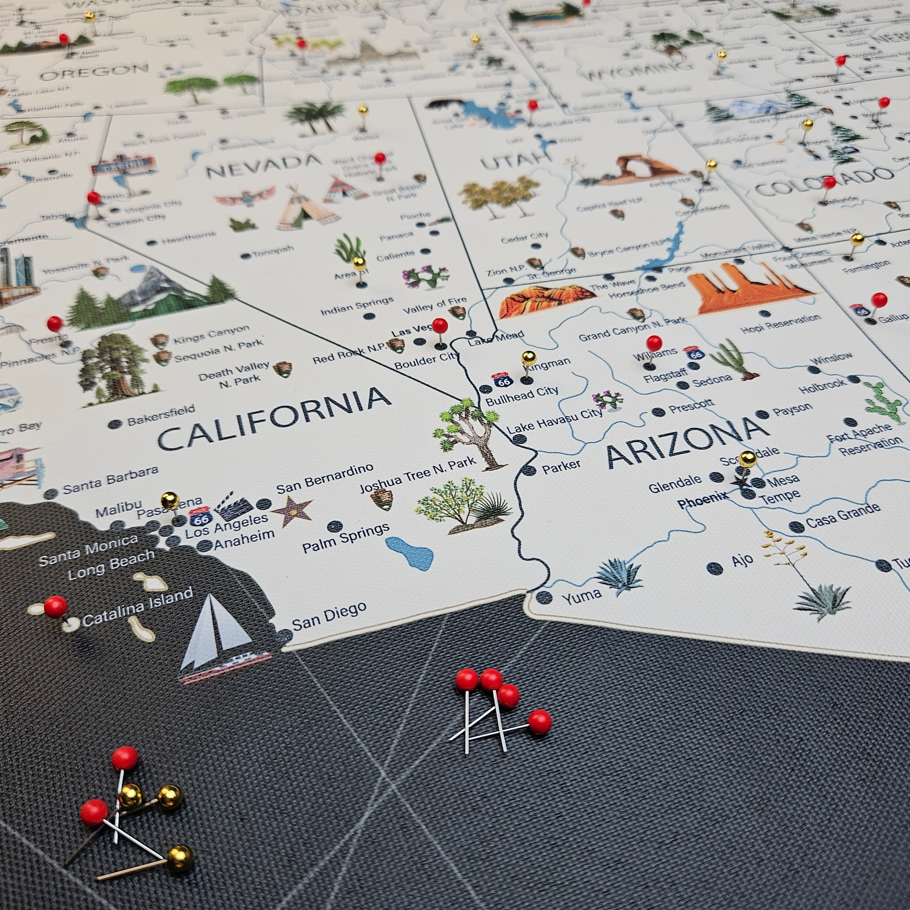 USA Travel Map Illustrated Map Personalized Travel Map National Parks ...