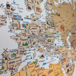 Large Detailed World Map Framed Canvas. A Personalized Travel Map ...