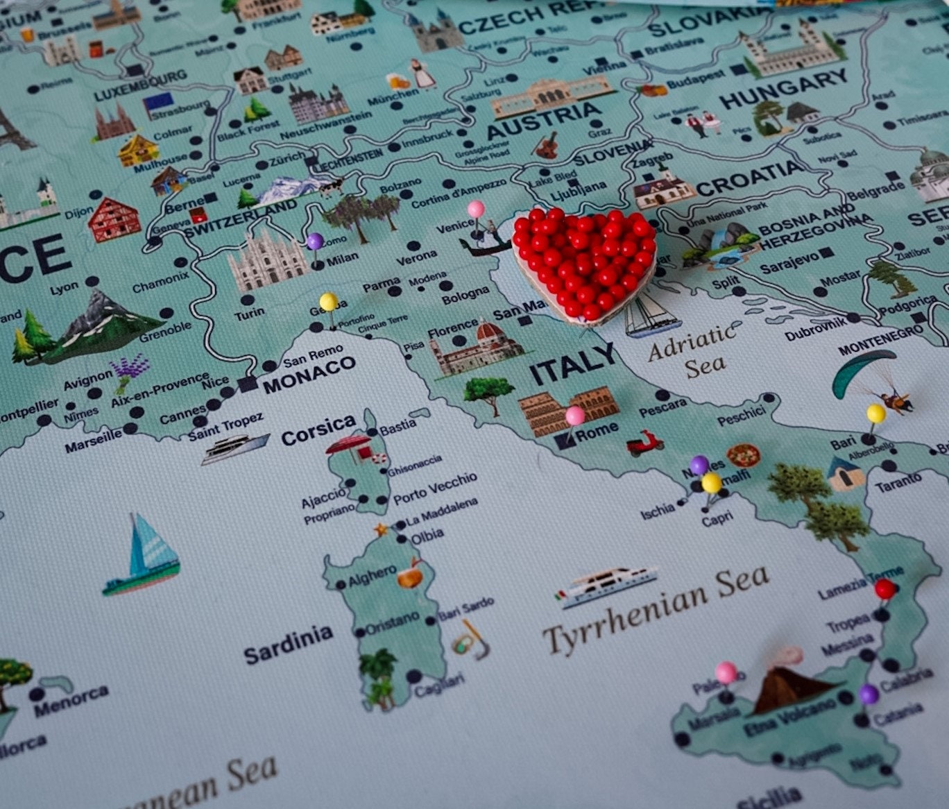 Europe Map Travel Personalized Illustrated Travel Map - Etsy