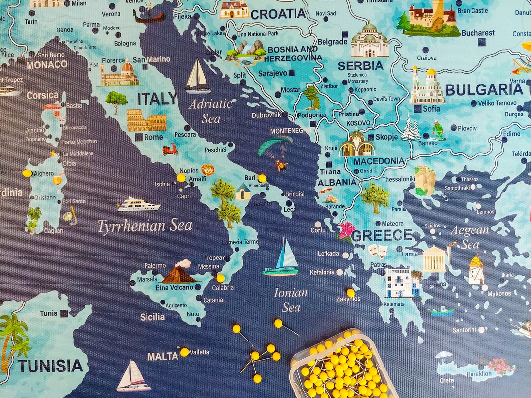 Europe Travel Map World Map Wall Art-home Décor-world Map With Legend ...