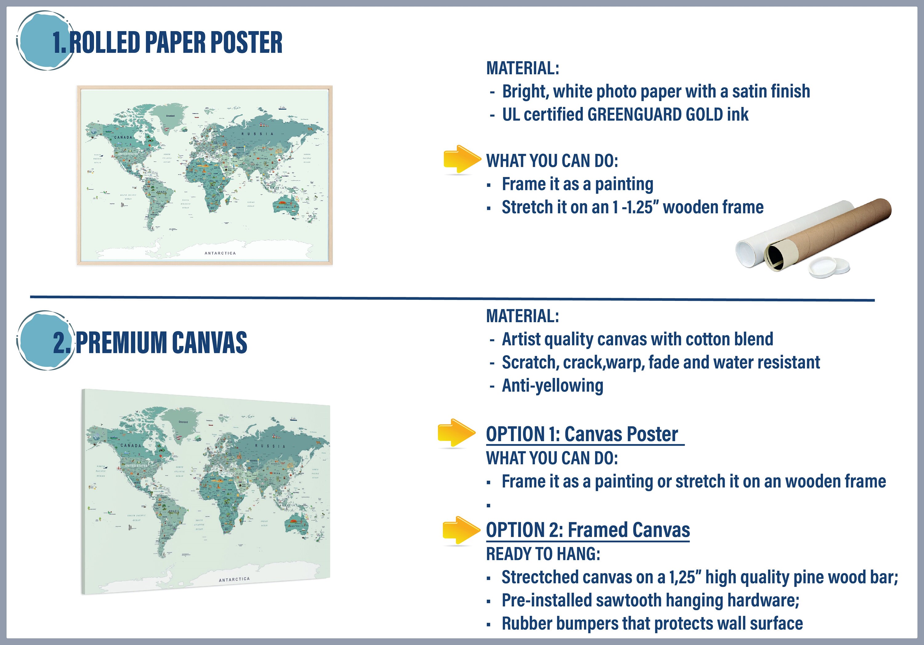 World Map Canvas and Poster. A Personalized Travel Map Perfect - Etsy
