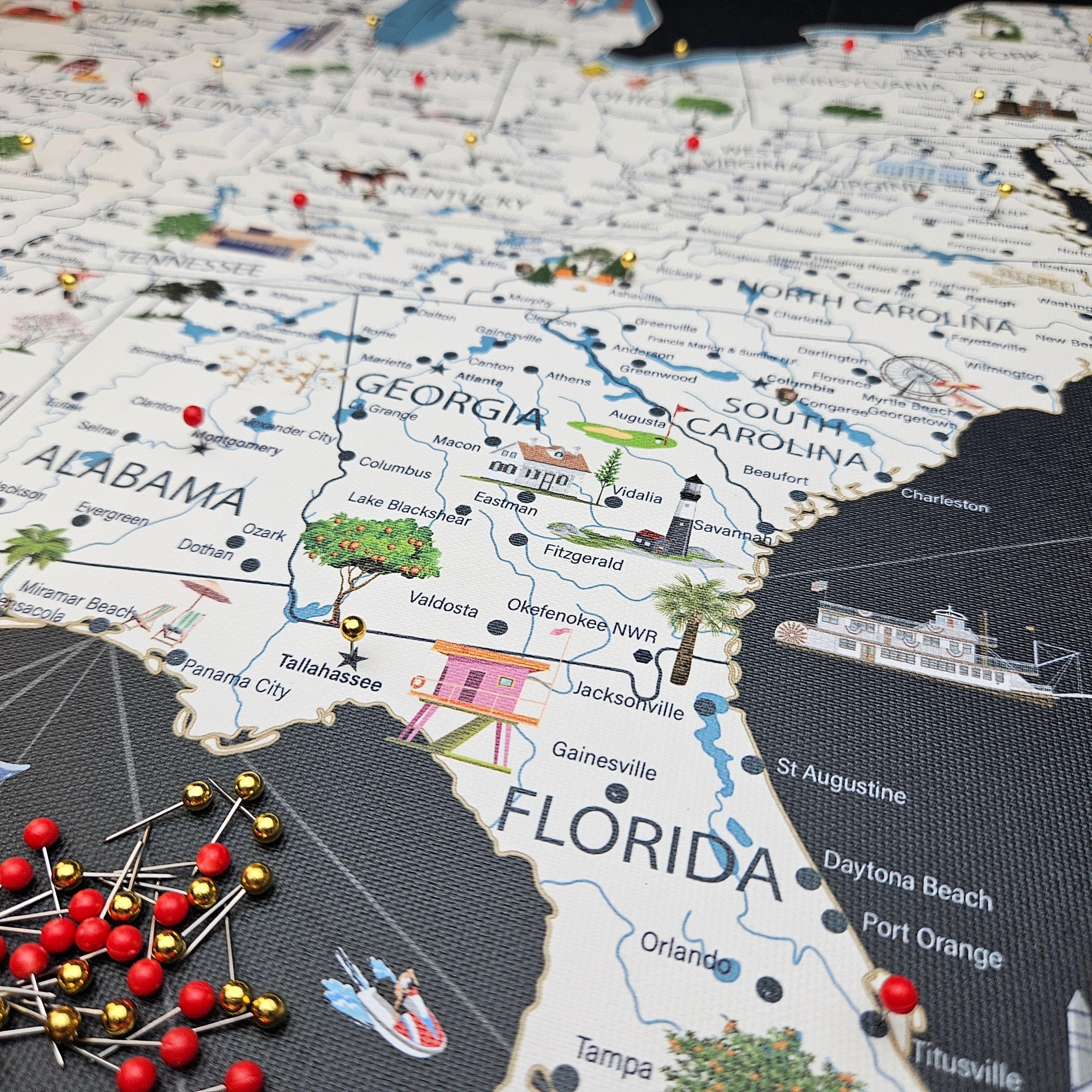 USA Travel Map Illustrated Map Personalized Travel Map National Parks ...