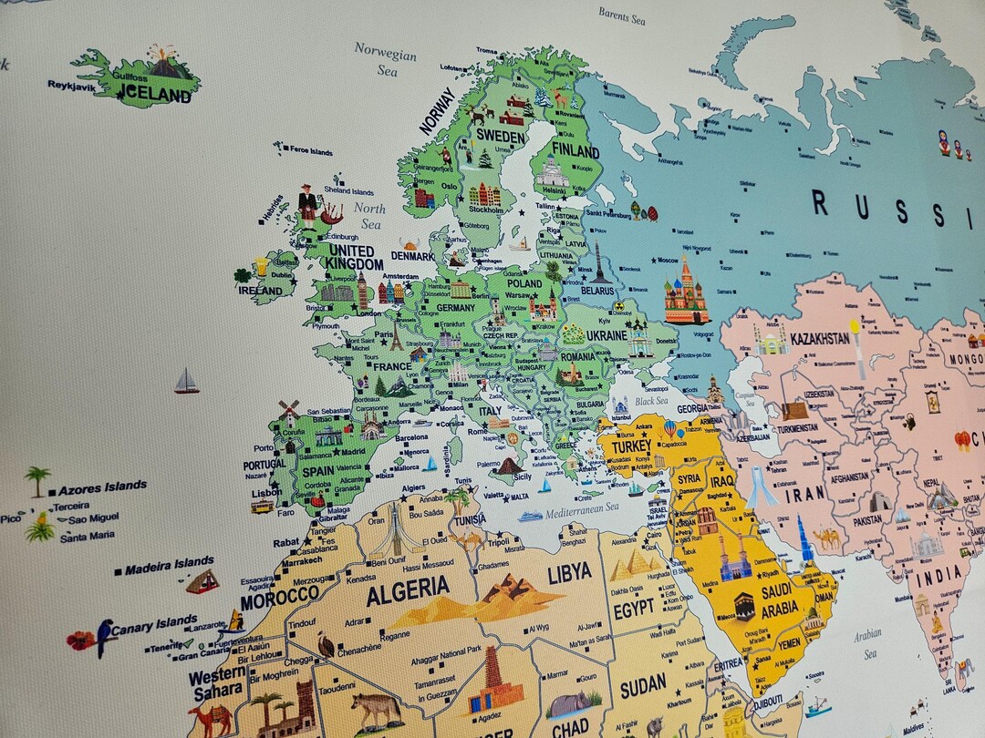 Personalized World Travel Map - Push Pin Canvas & Poster - Multicolor ...