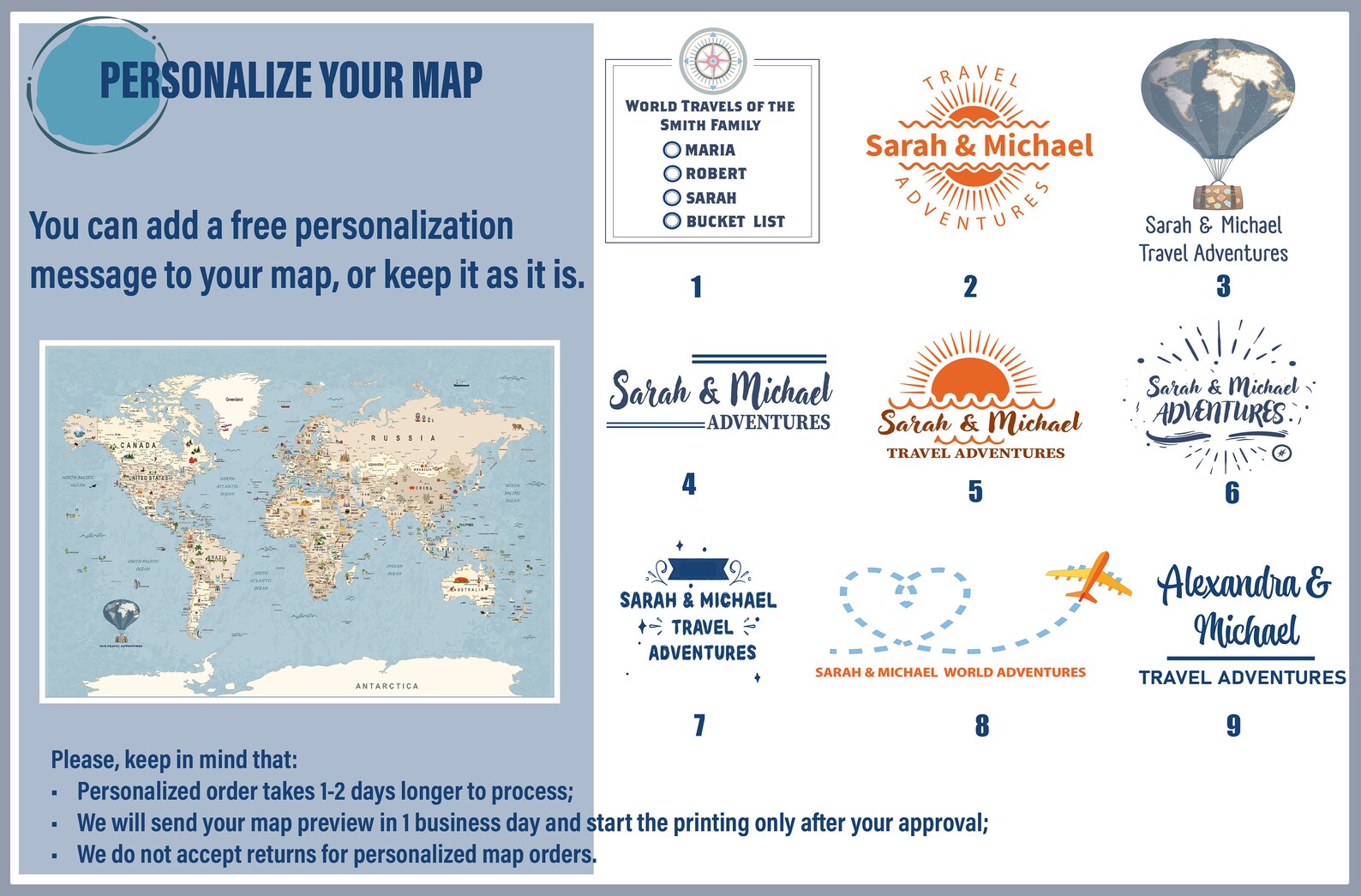 World Map Canvas and Poster. A Personalized Travel Map Perfect - Etsy