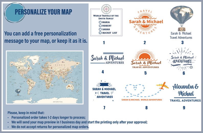 World Map Canvas and Poster. A Personalized Travel Map Perfect - Etsy