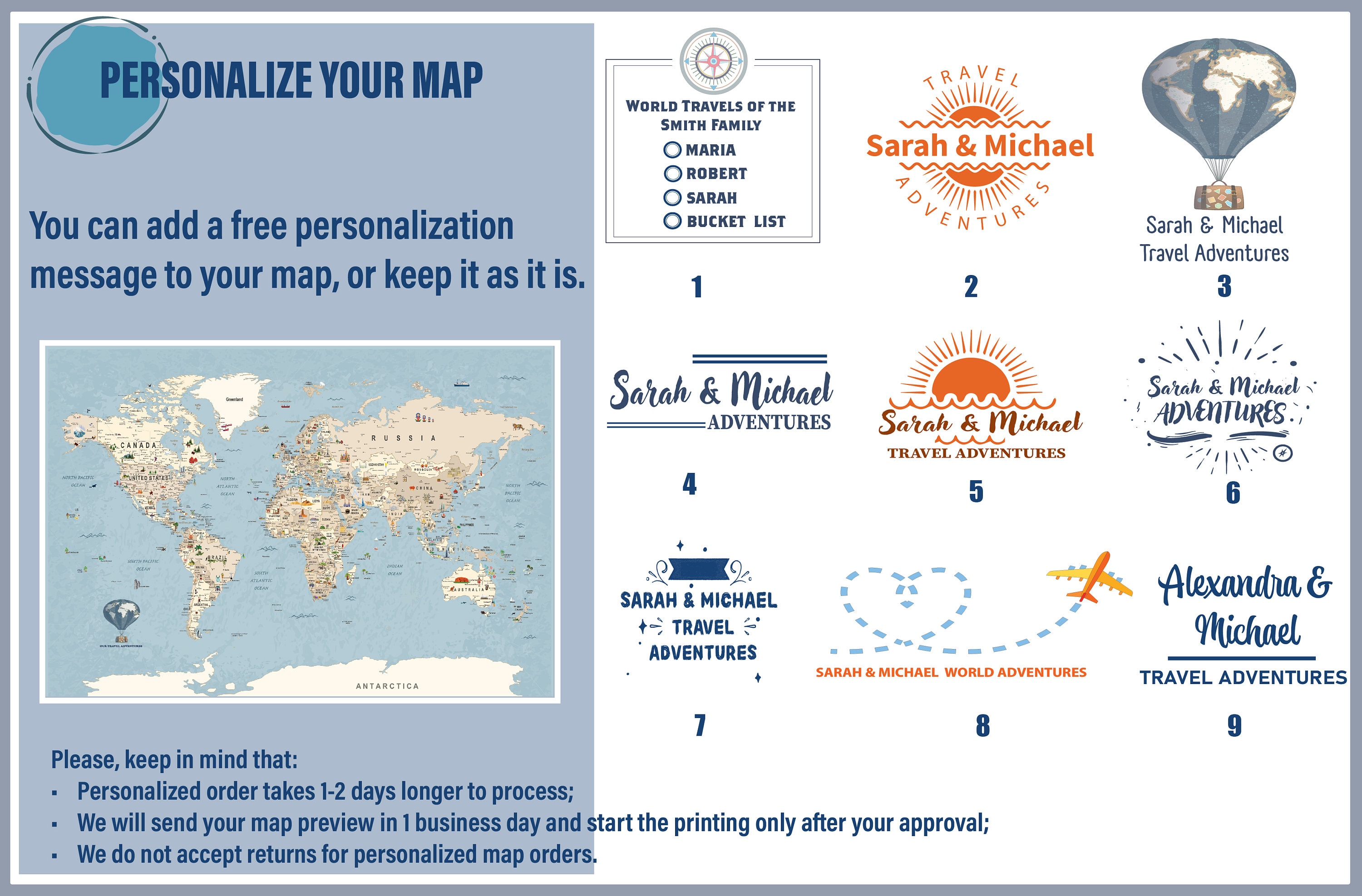 World Map Canvas and Poster. A Personalized Travel Map Perfect - Etsy