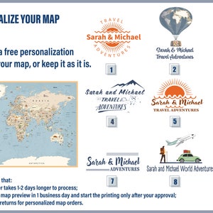 World Map Canvas and Poster. A Personalized Travel Map Perfect for Push ...