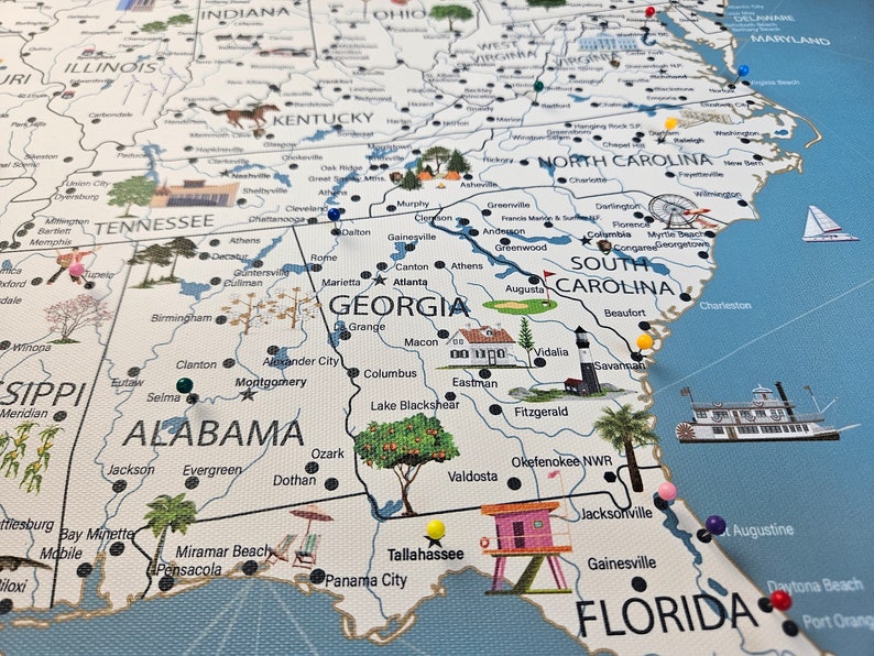 USA Travel Map Illustrated Map Personalized Travel Map National Parks ...