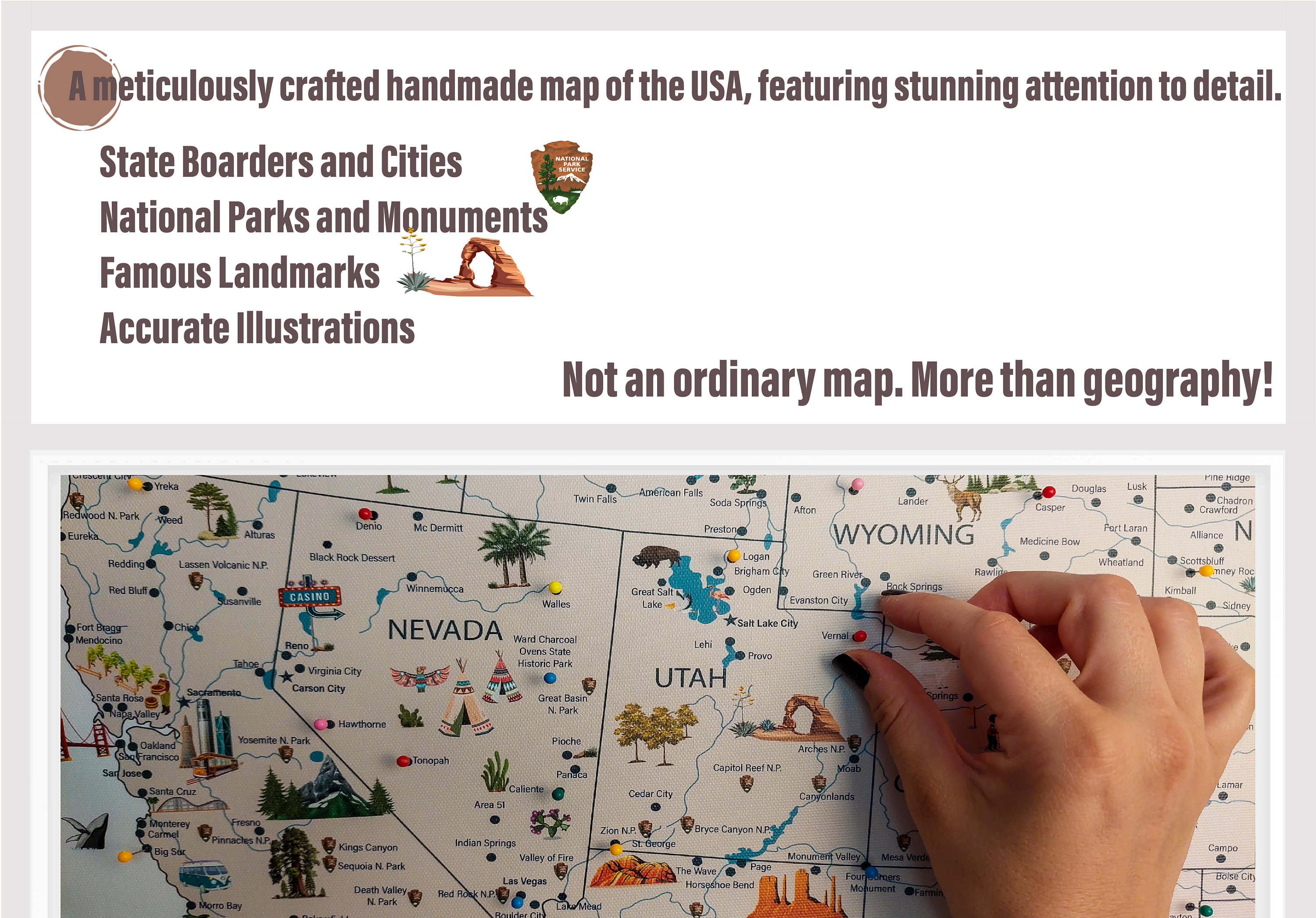 USA Travel Map Illustrated Map Personalized Travel Map - Etsy