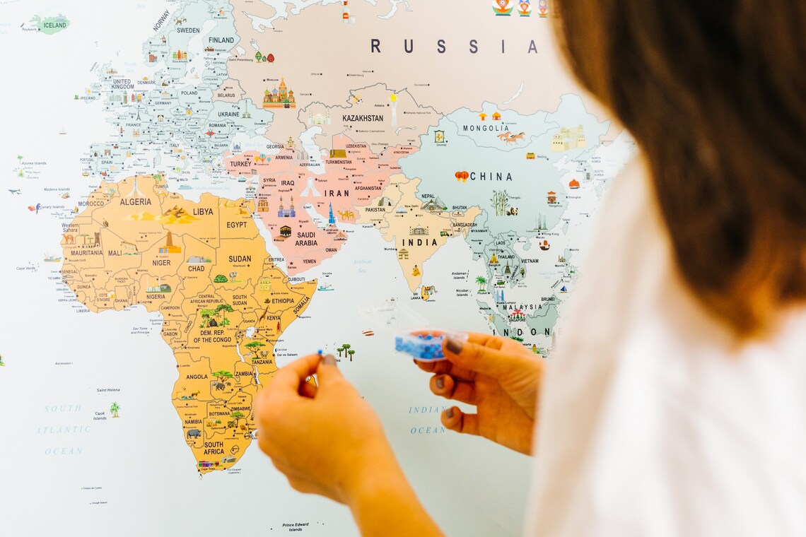 Large Detailed World Map Framed Canvas. A Personalized Travel - Etsy