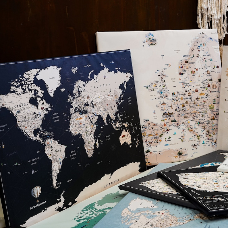Personalized World Travel Map: Push Pin Canvas or Poster - Etsy