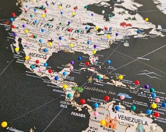 World Map Canvas and Poster. A Personalized Travel Map Perfect for Push ...