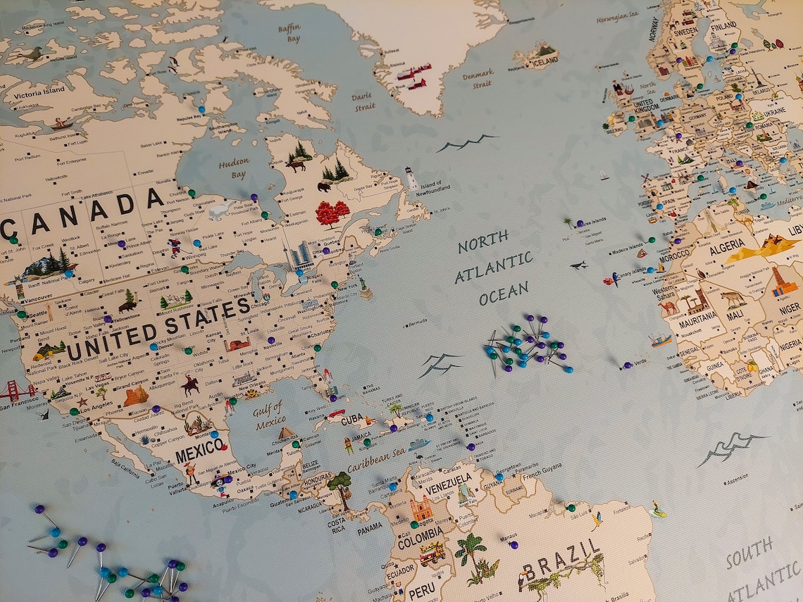 World Map Canvas and Poster. A Personalized Travel Map Perfect - Etsy