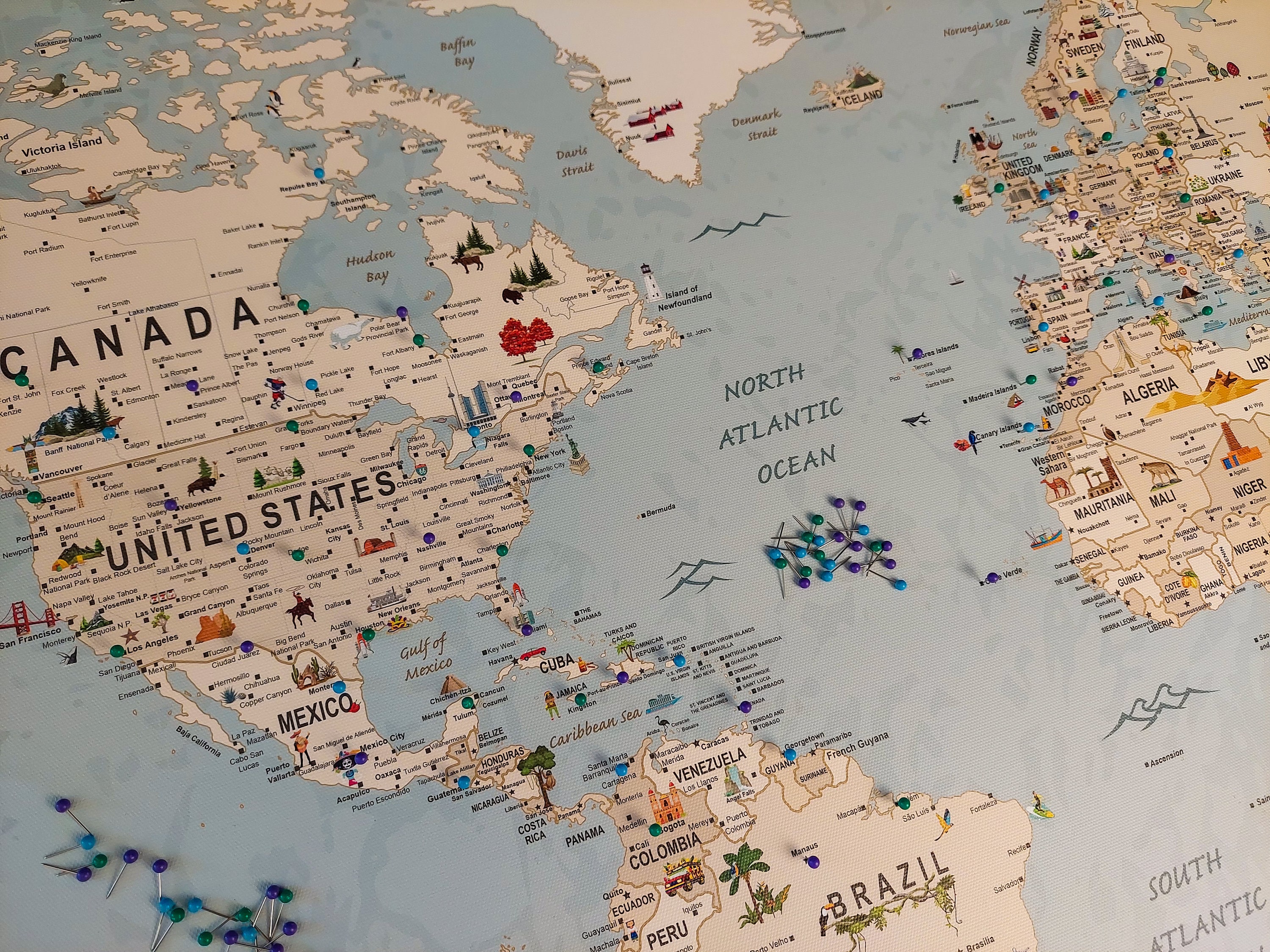 World Map Canvas and Poster. A Personalized Travel Map Perfect - Etsy