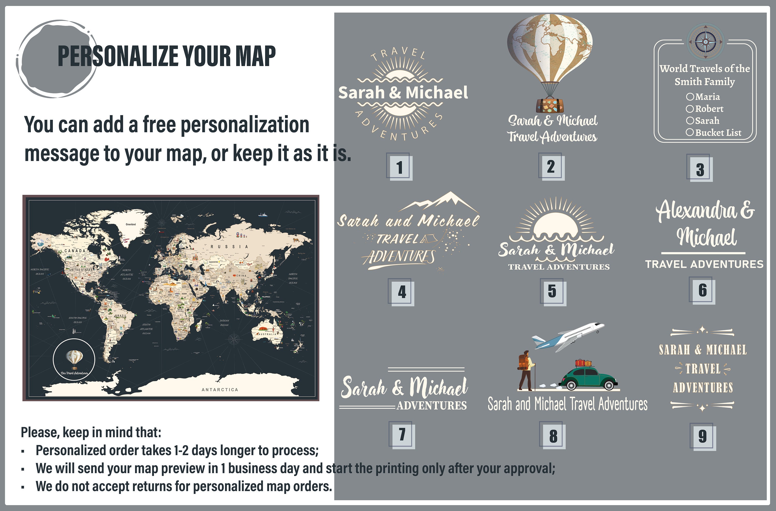 Personalized World Travel Map: Push Pin Canvas or Poster - Etsy