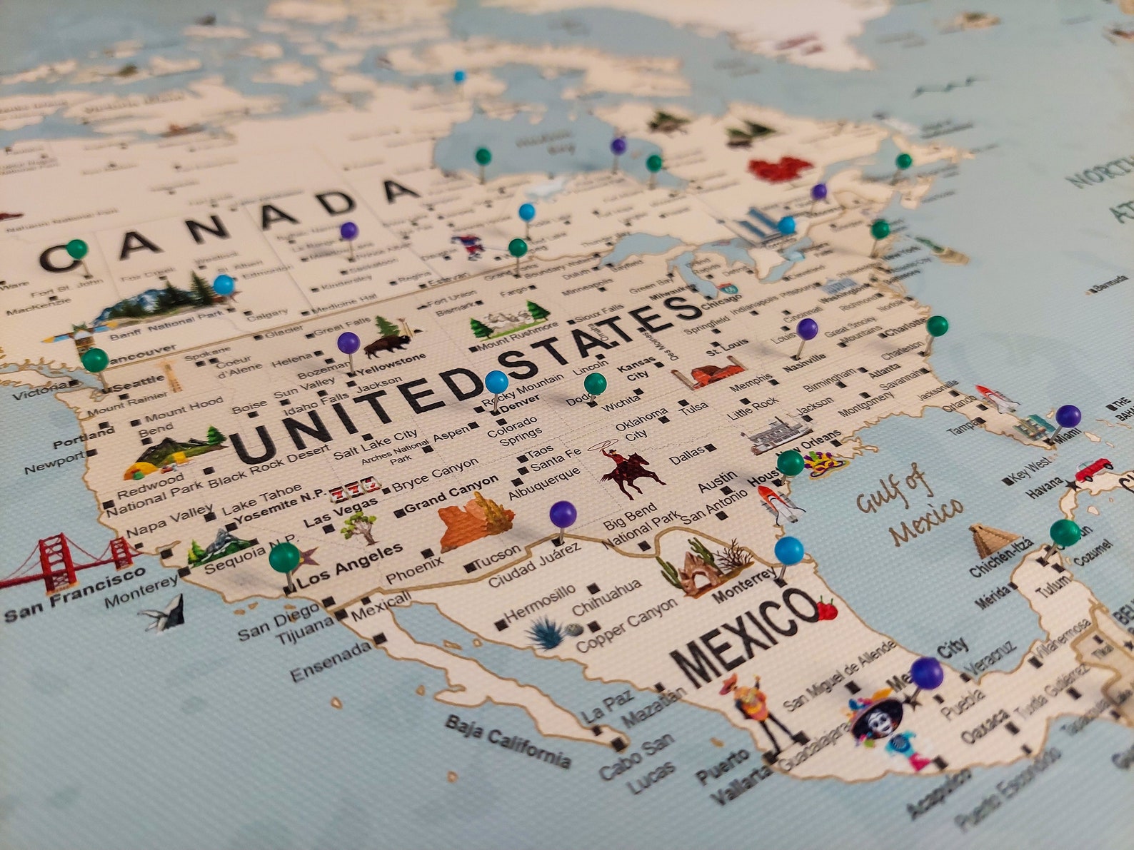 World Map Canvas and Poster. A Personalized Travel Map Perfect for Push ...