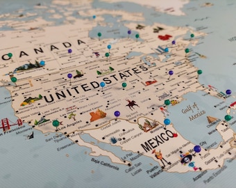 Large Detailed World Map Framed Canvas. A Personalized Travel Map ...