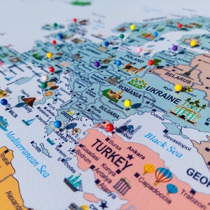 Large Detailed World Map Framed Canvas. A Personalized Travel Map ...