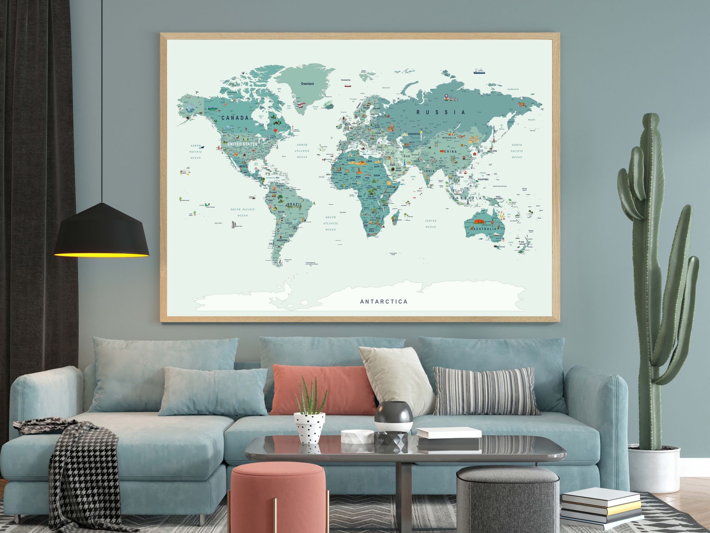 World Map Canvas and Poster. A Personalized Travel Map Perfect - Etsy