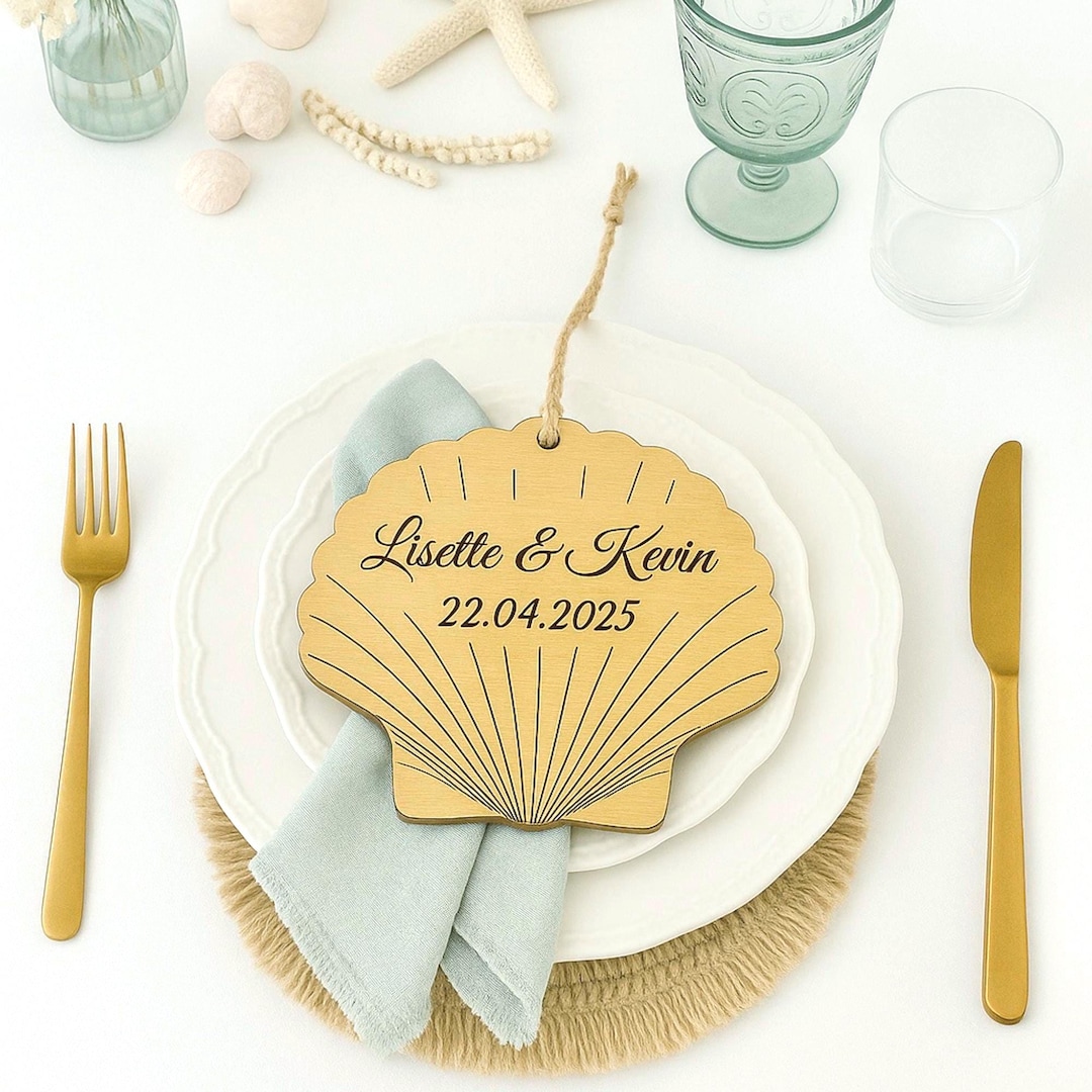 Engraved Wood Seashell Wedding Favors: Beach Decor - Etsy