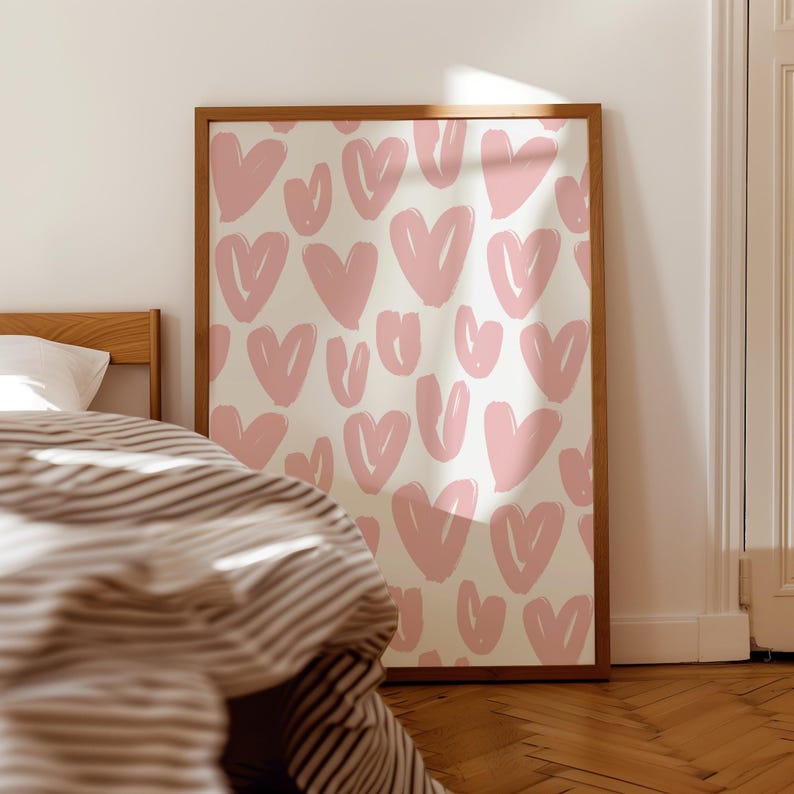Hearts Wall Art | Bold Love Print | Modern Love Poster | Minimalist ...