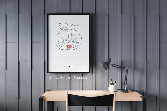 Cat Line Art Minimal Cat Cat Drawing Cat Print Cat Minimal | Etsy