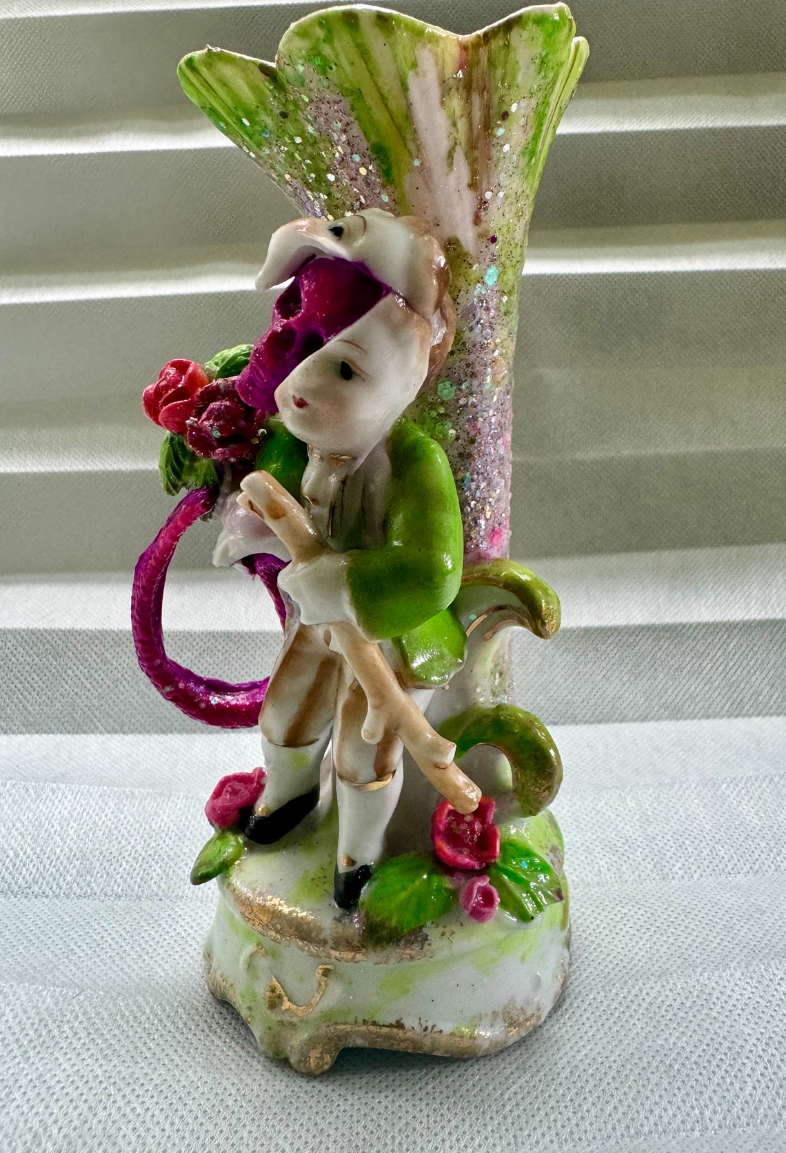 Upcycled Regency Vase Figurine Art, Colorful Skull and Tentacle ...
