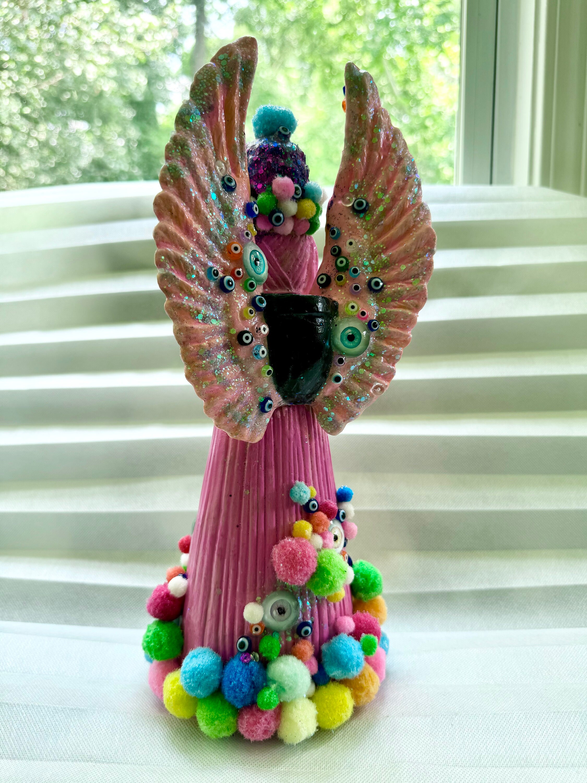 Colorful Biblically Accurate Angel Statue, Evil Eye, Cheerful Horror ...