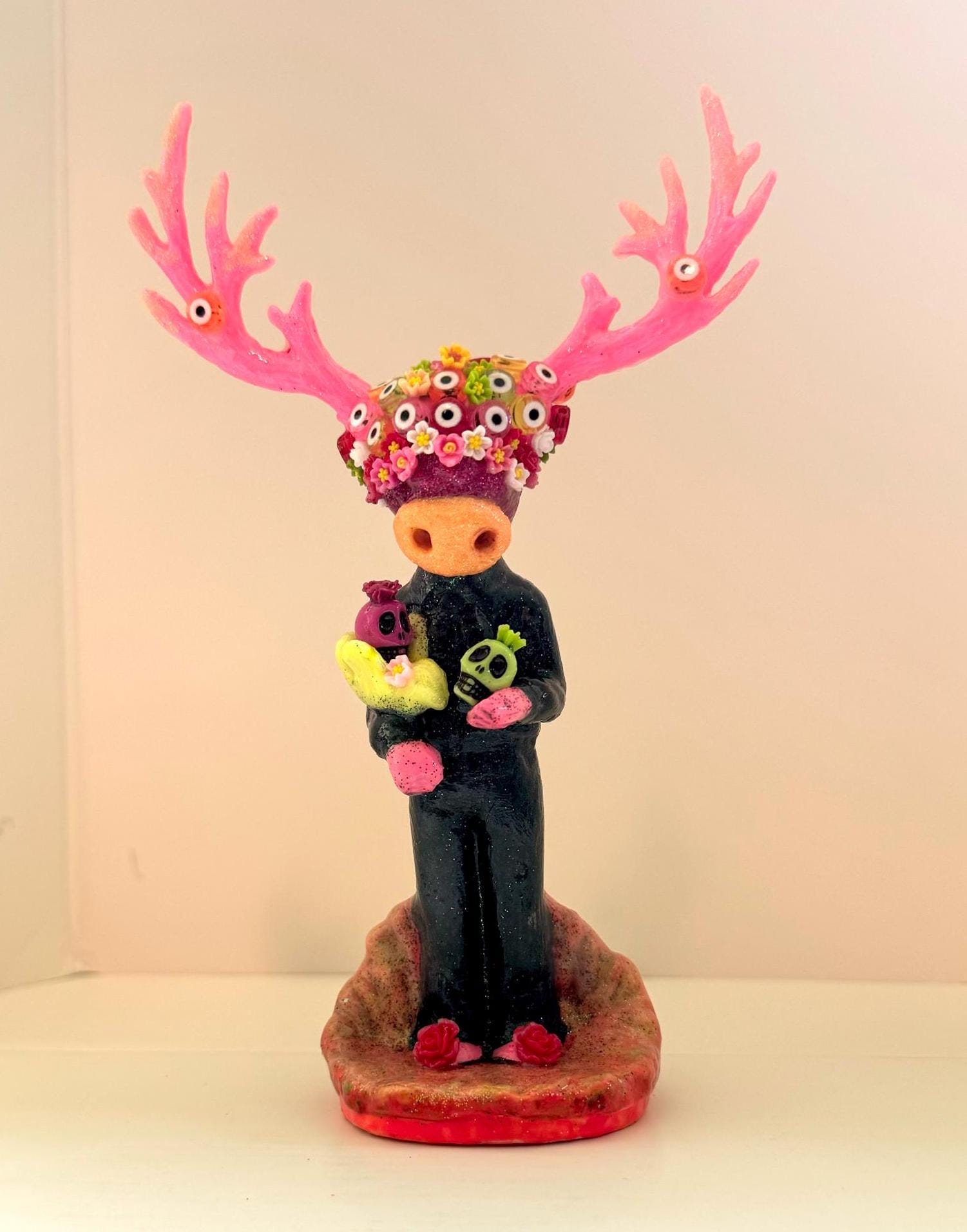 Precious Spooky Fae Boy With Pink Antlers, Evil Eye Protection ...
