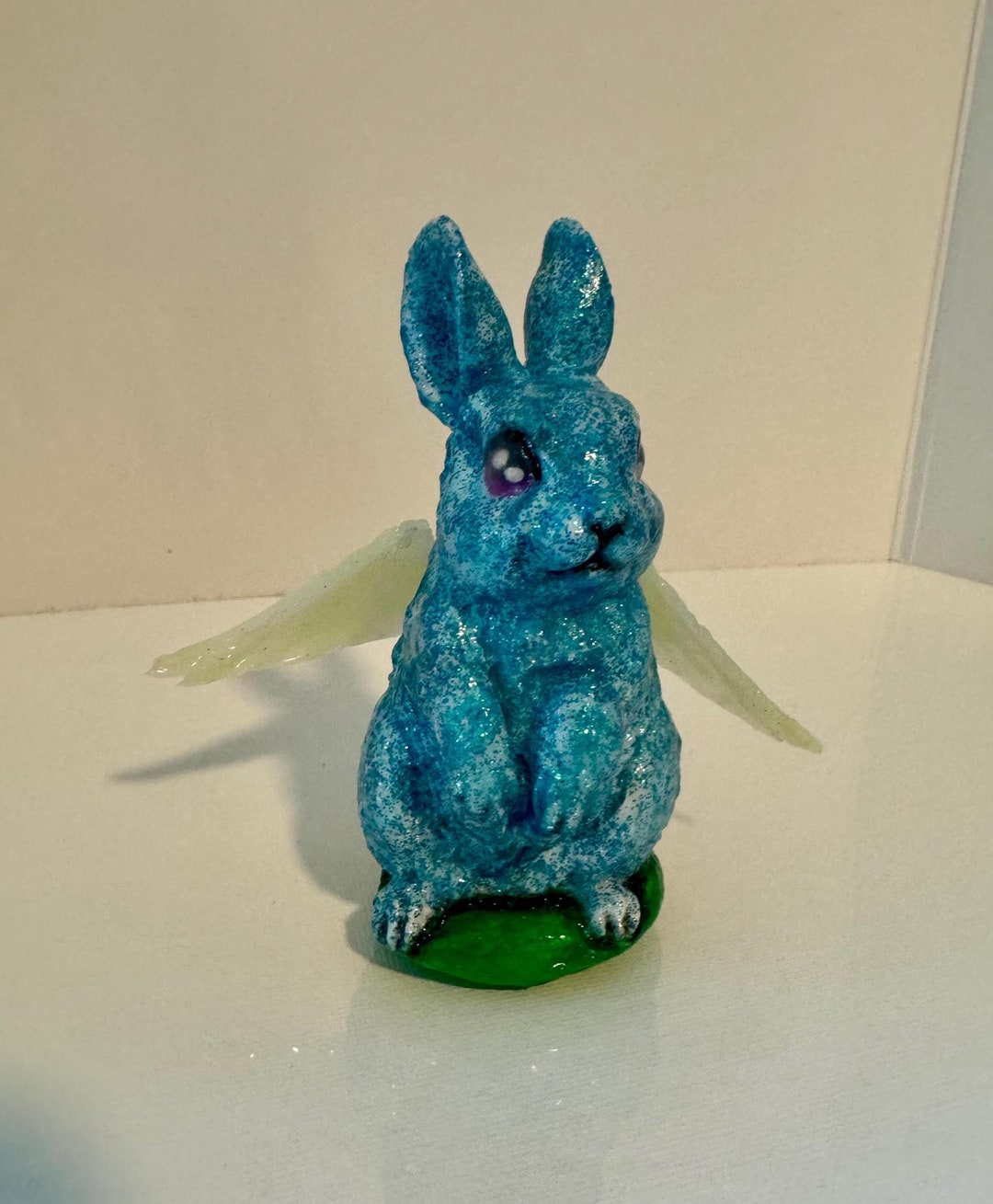 Neon Colored Winged Bunny Figurine, Dopamine Decor Sculpture, Pastel ...
